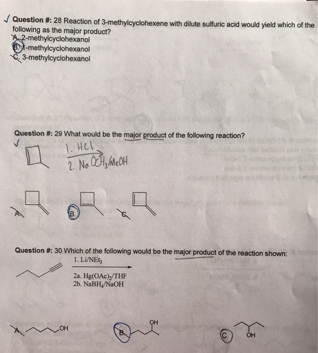 Solved Question #: 28 Reaction of 3-methylcyclohexene with | Chegg.com