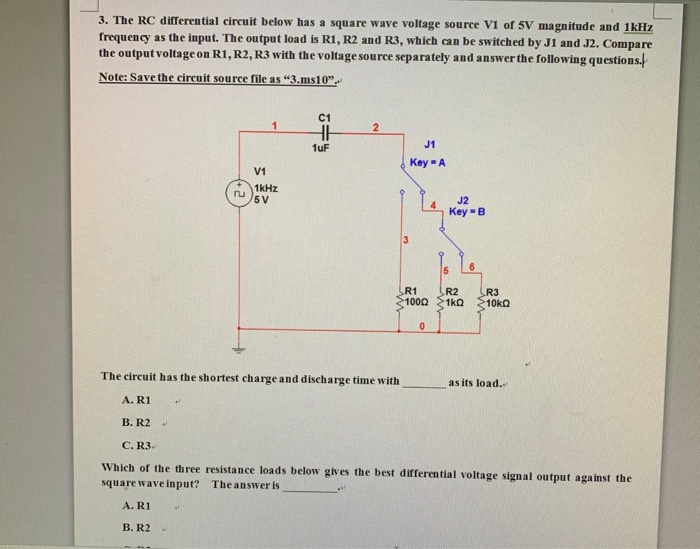 Solved 3. The RC differential circuit below has a square | Chegg.com