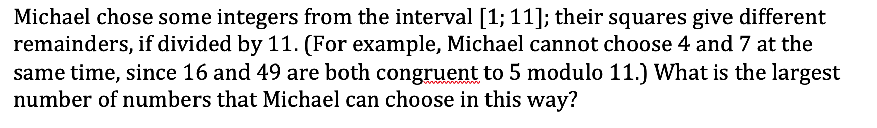 Solved Michael chose some integers from the interval [1; | Chegg.com
