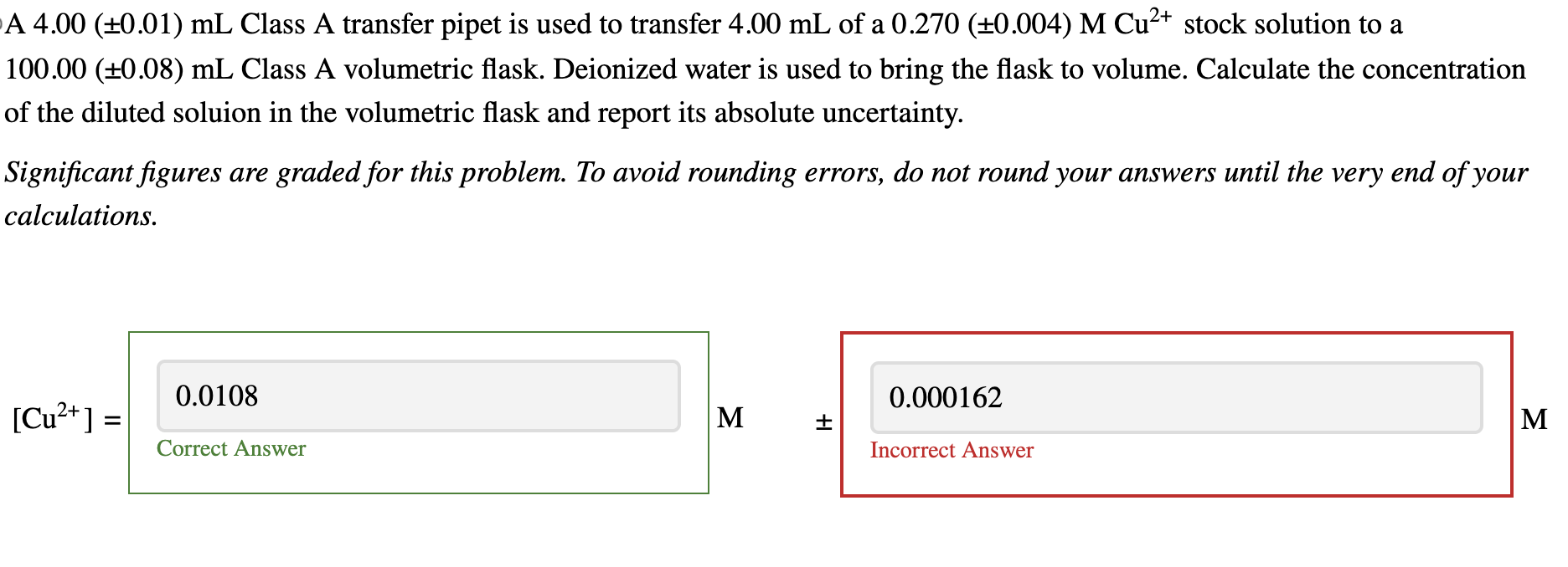 Solved A 4.00(+-0.01)mL ﻿Class A transfer pipet is used to | Chegg.com