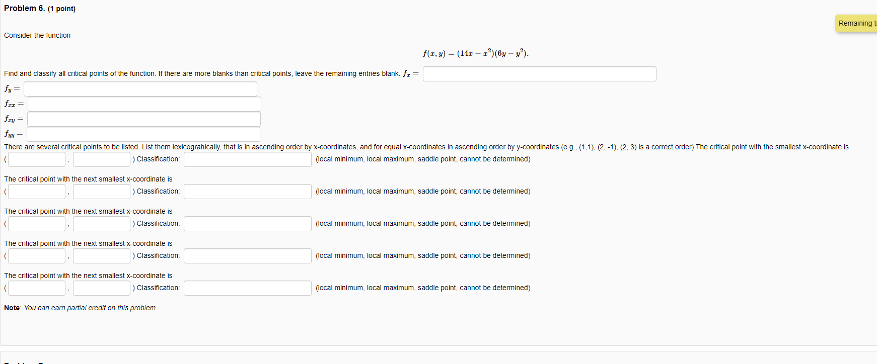 Solved Problem 6. (1 point) Consider the function | Chegg.com