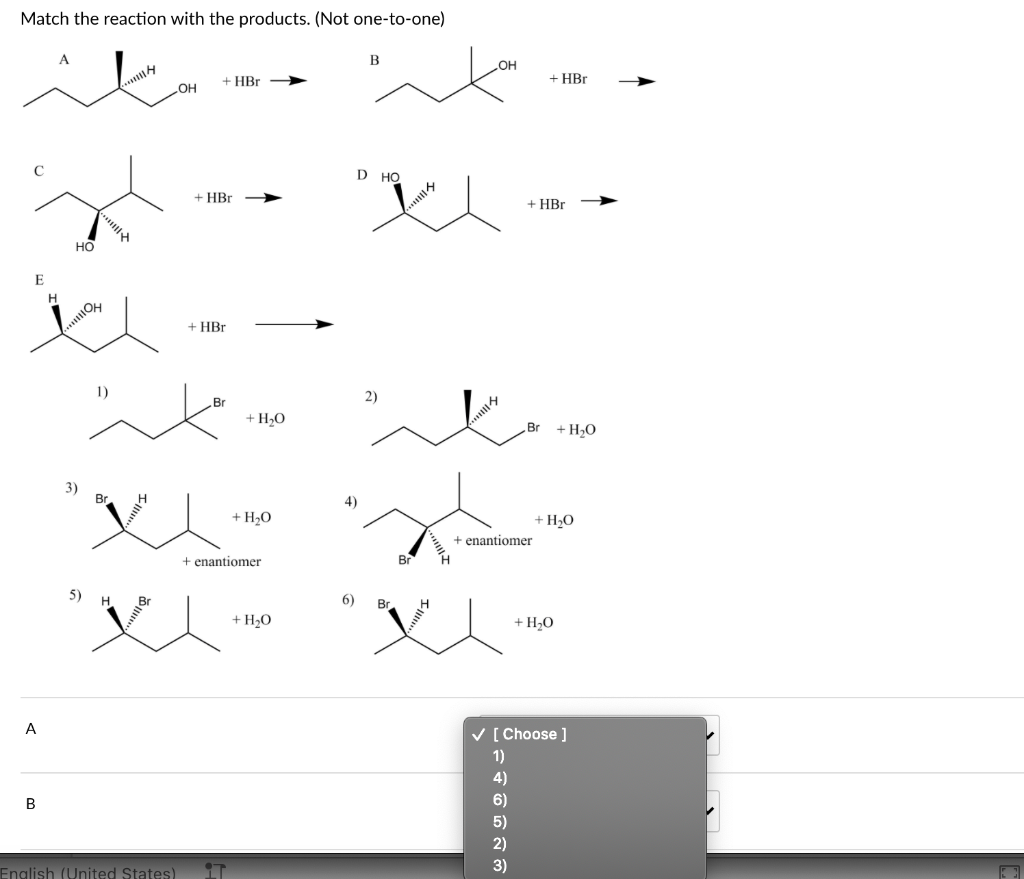 Solved Match the reaction with the products. (Not | Chegg.com