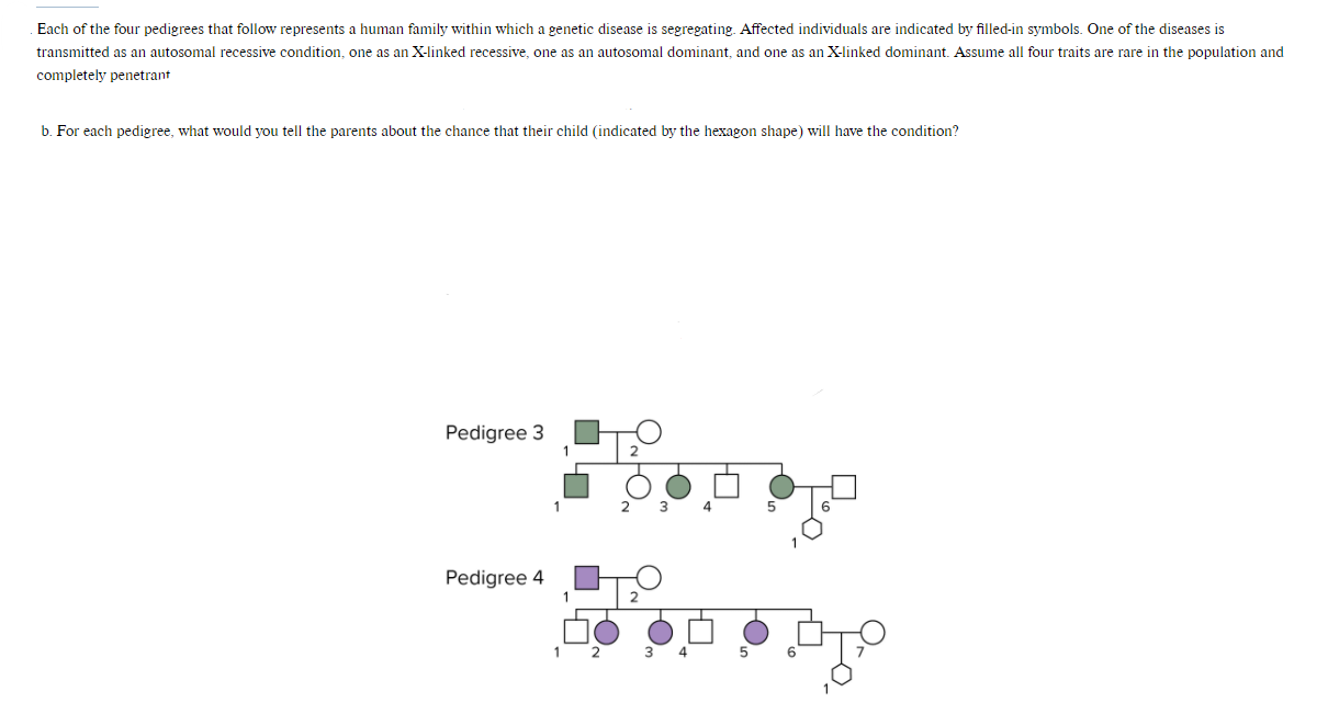 Solved Each of the four pedigrees that follow represents a | Chegg.com