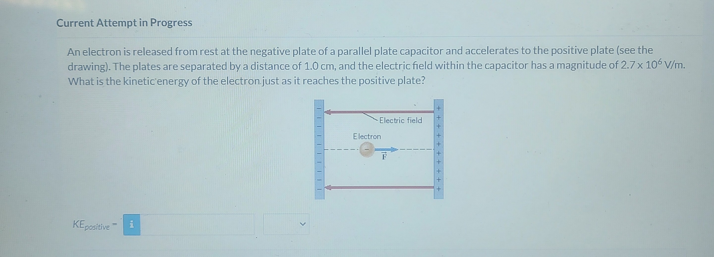 Solved Current Attempt in ProgressAn electron is released | Chegg.com