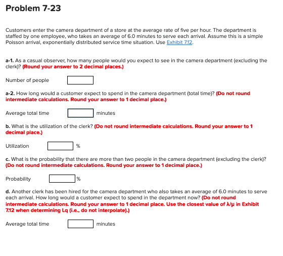 Solved ce Expected Number of People Waiting in Line (L.) for | Chegg.com