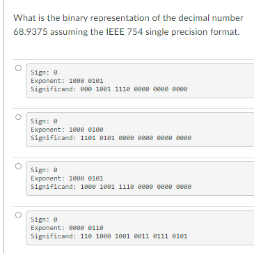 Solved What is the binary representation of the decimal | Chegg.com