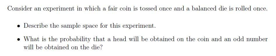 Solved Consider an experiment in which a fair coin is tossed | Chegg.com