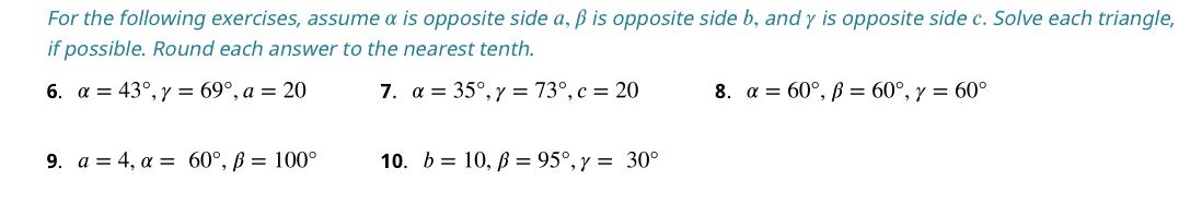 Solved For the following exercises, assume α is opposite | Chegg.com