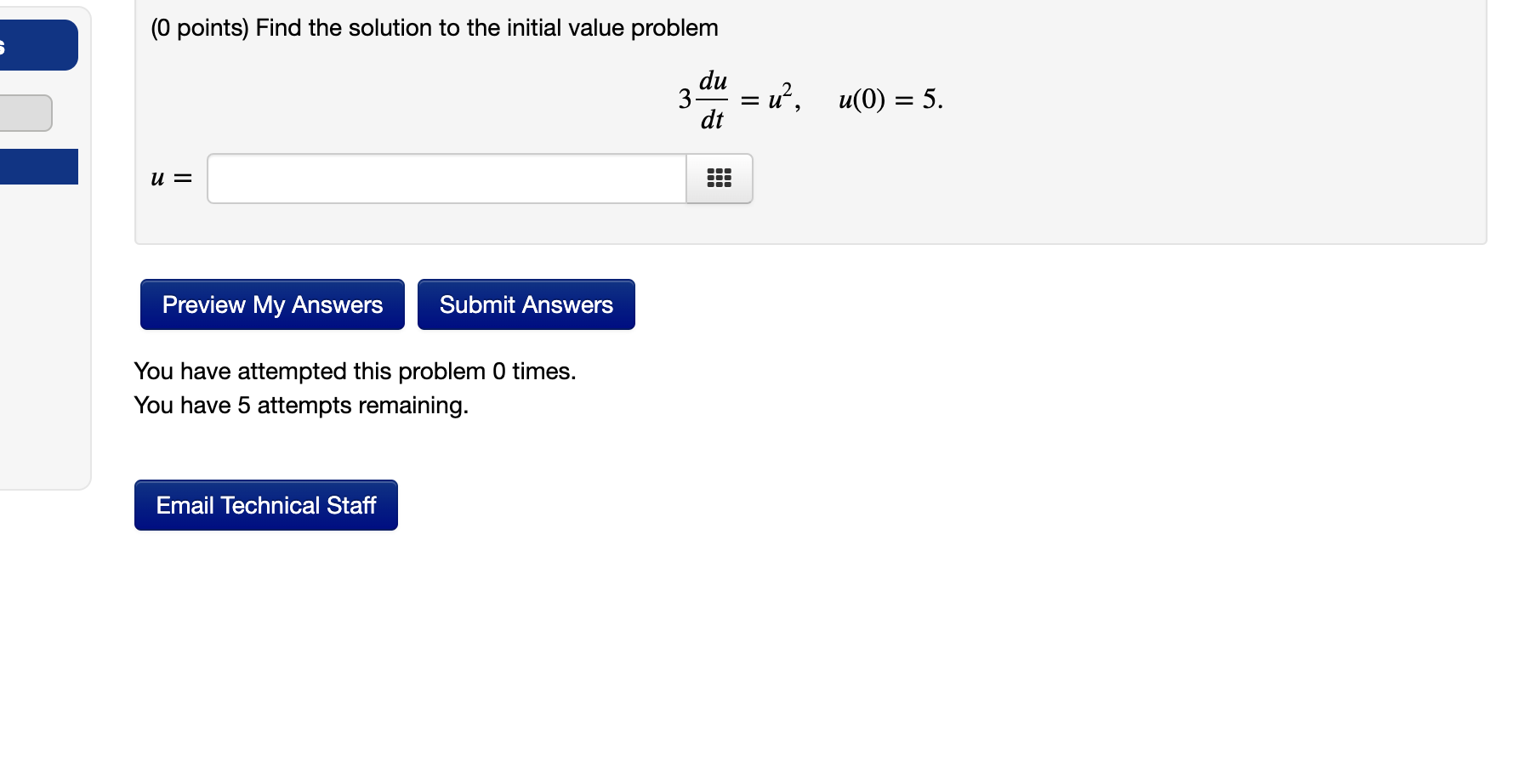 Solved (0 points) Find the solution to the initial value | Chegg.com
