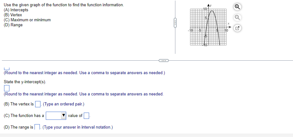 Solved Use the given graph of the function to find the | Chegg.com
