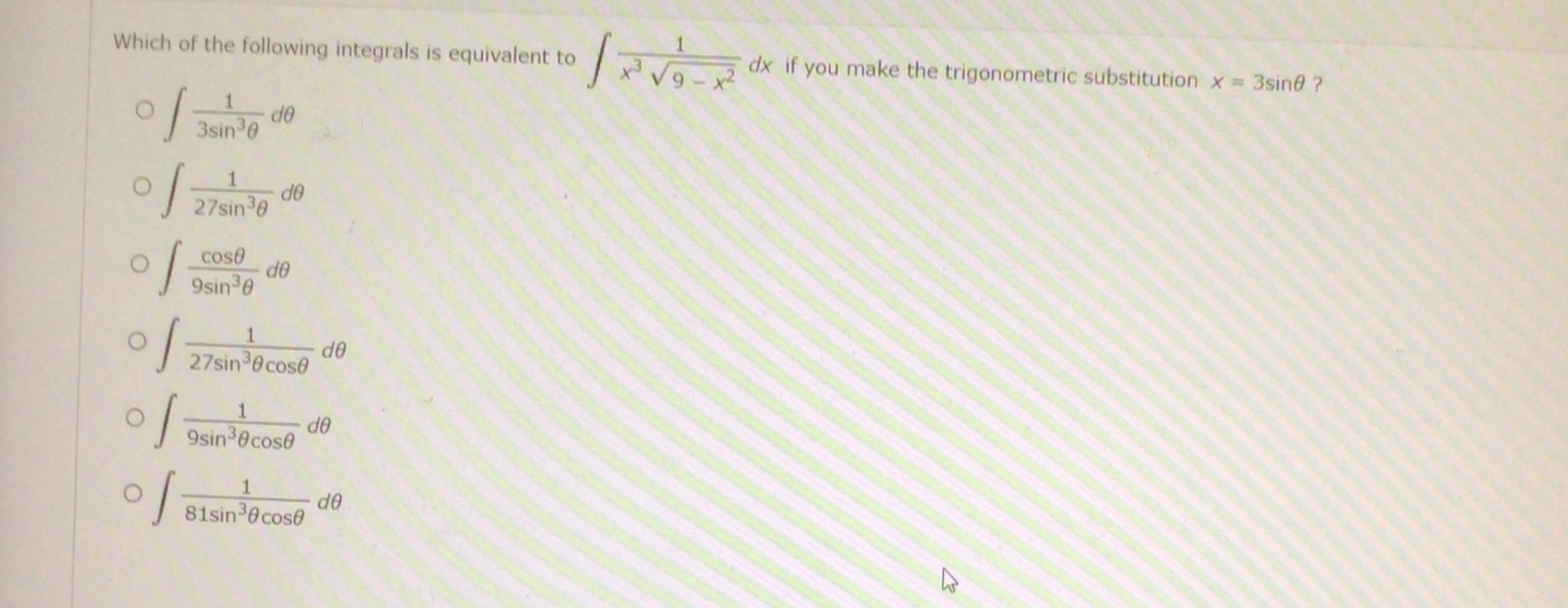 Solved Which of the following integrals is equivalent to | Chegg.com