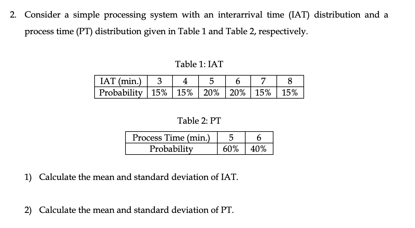 Solved 2. Consider a simple processing system with an | Chegg.com