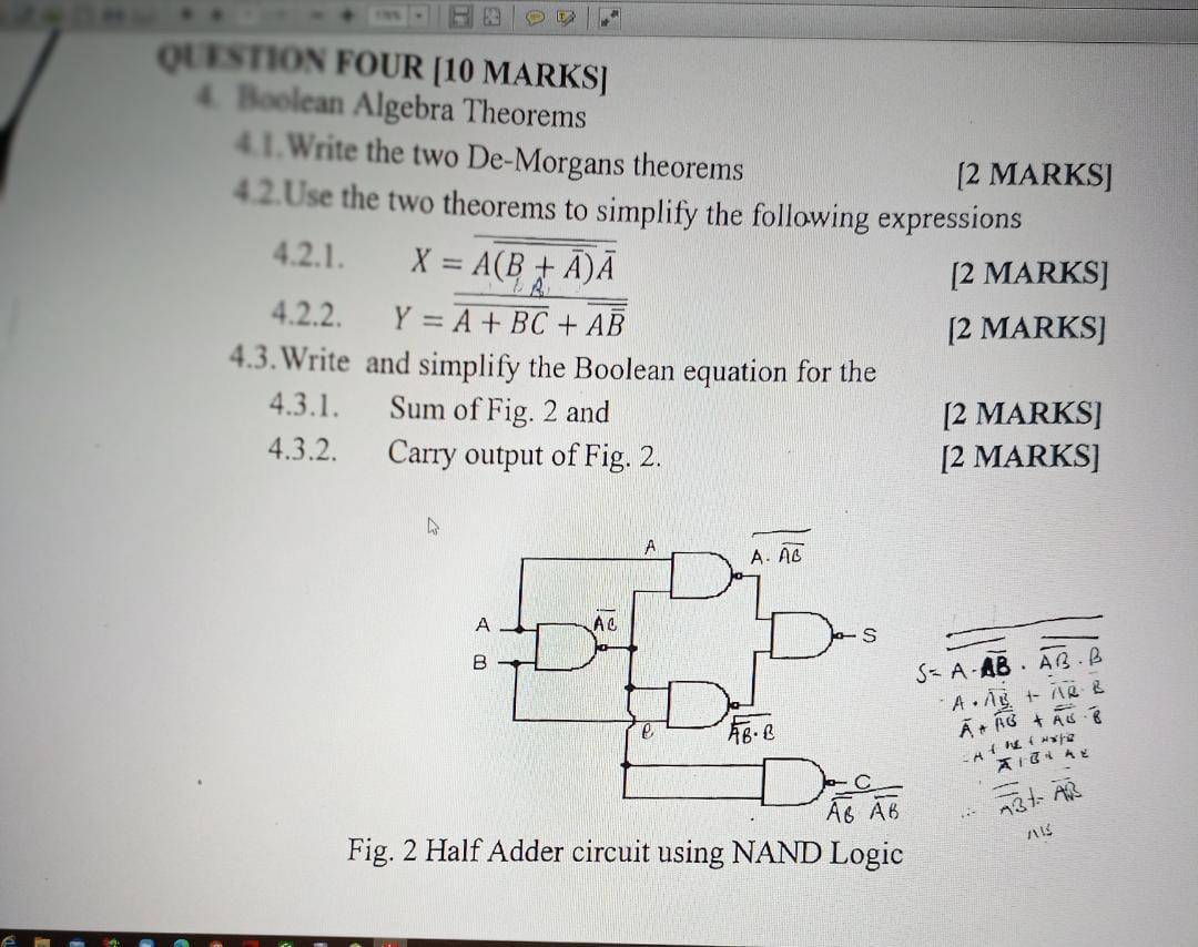 Solved THTONFOUR [10 MARKS] Helean Algebra Theorems 41. | Chegg.com