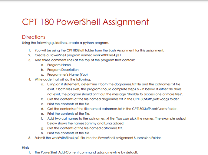 CPT 180: Shell Scripting I need some help/tutor on | Chegg.com