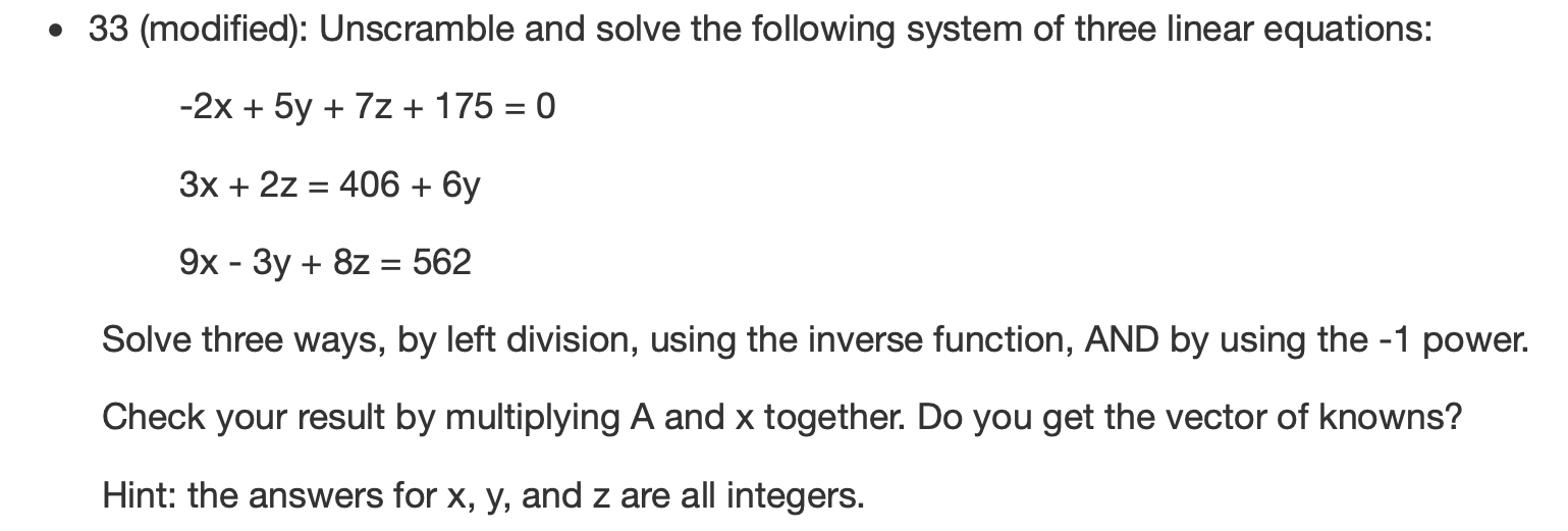 Solved • 33 (modified): Unscramble and solve the following | Chegg.com