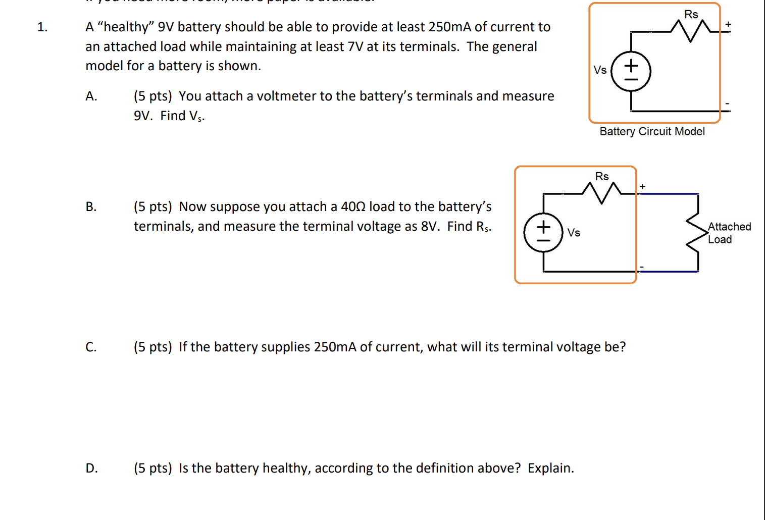 Solved A "healthy" 9 V battery should be able to provide at | Chegg.com