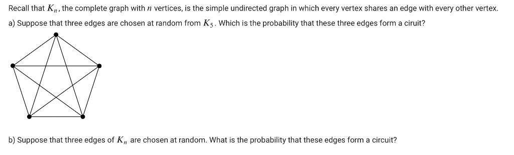 Solved Recall that K,", the complete graph with n vertices, | Chegg.com