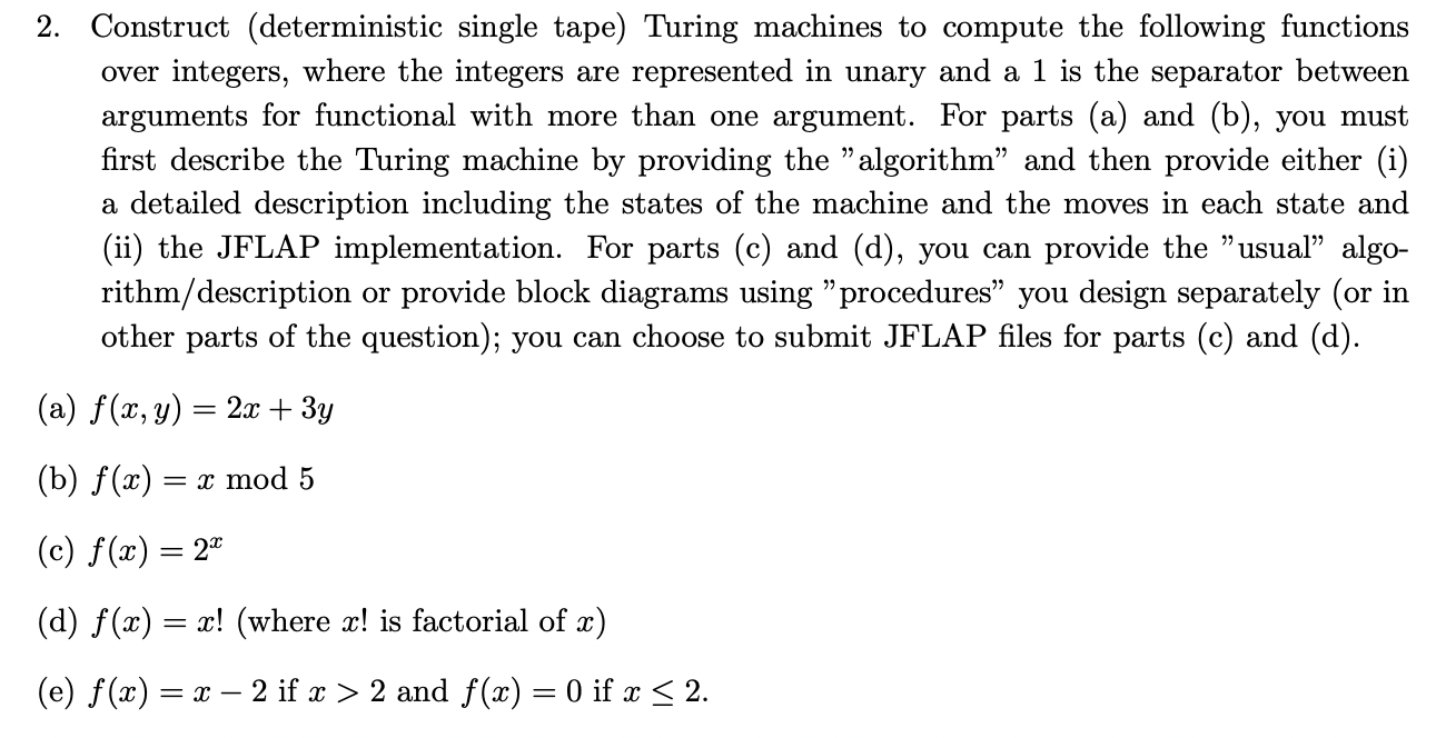 2. Construct (deterministic single tape) Turing | Chegg.com