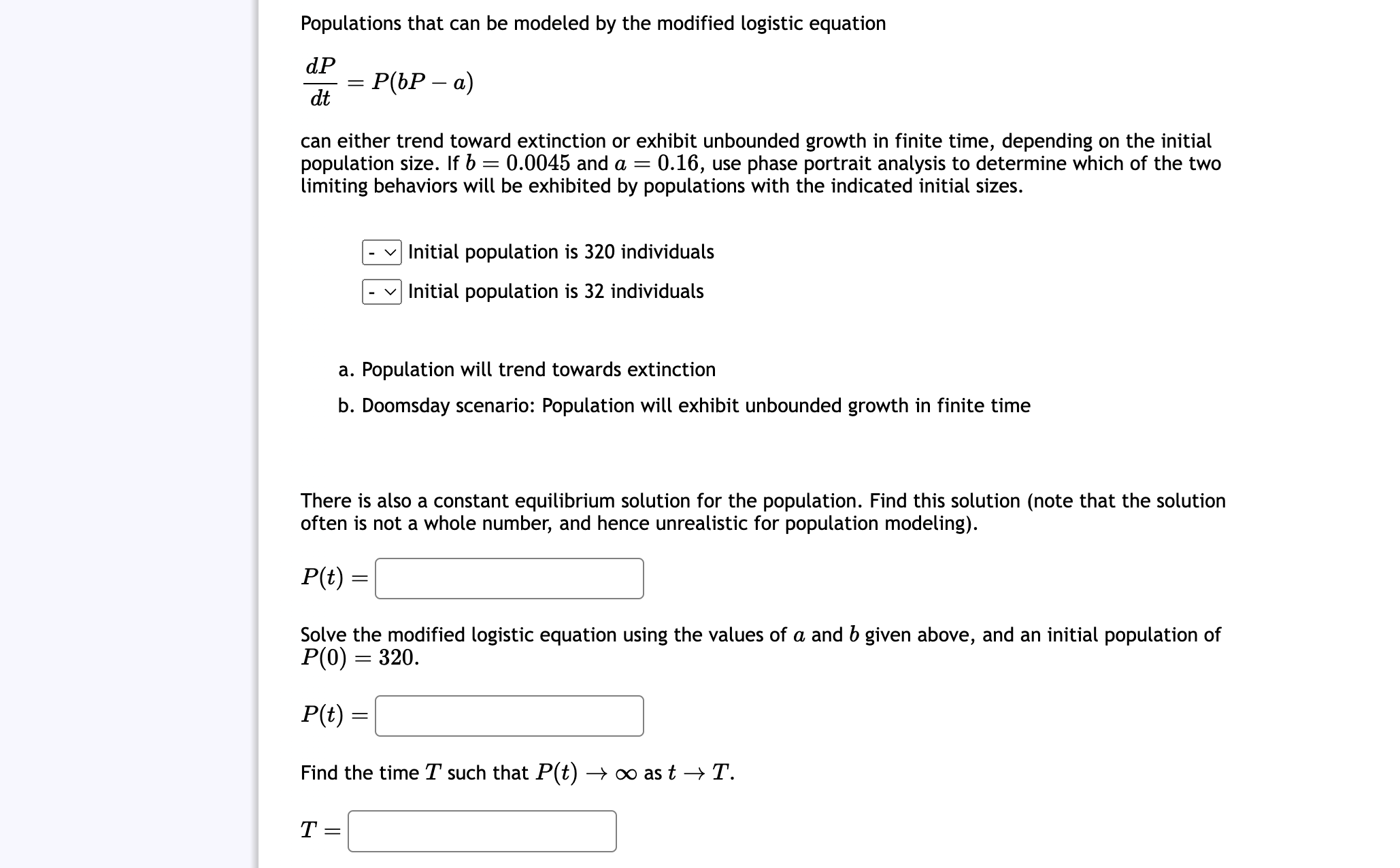 Solved Populations That Can Be Modeled By The Modified