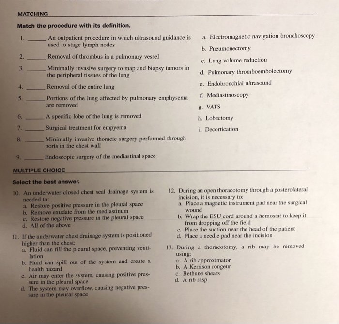 Solved MATCHING Match the procedure with its definition. 1. | Chegg.com