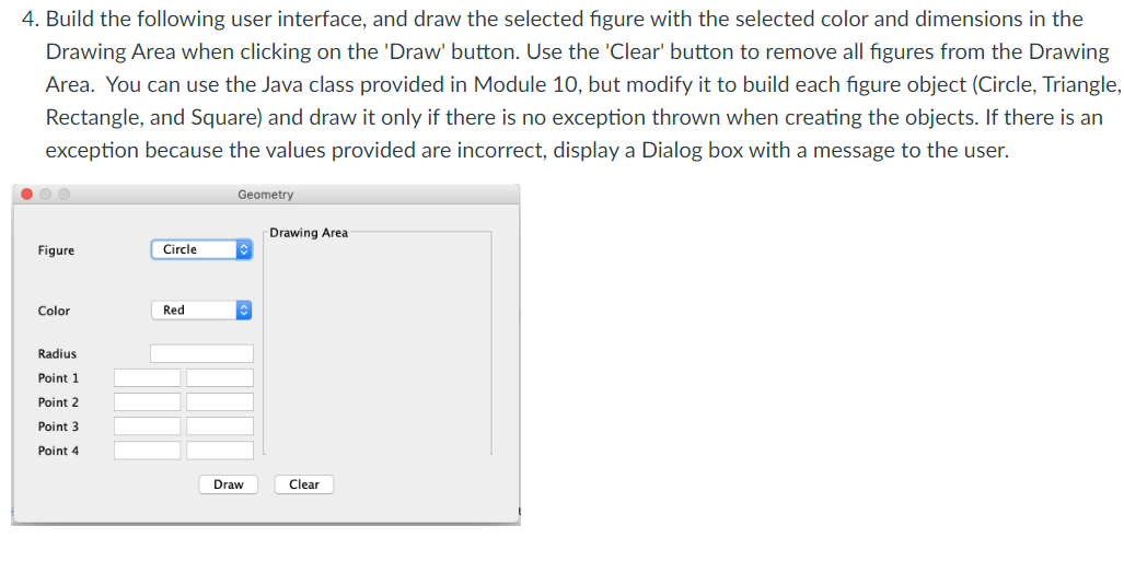 Solved 4. Build the following user interface, and draw the | Chegg.com
