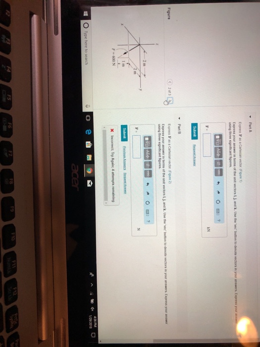 Solved Express F as a Cartesian vector (Figure 1) using | Chegg.com