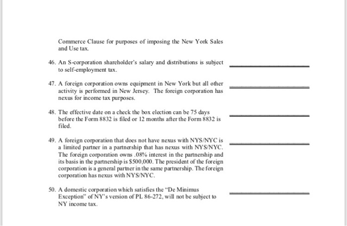 Solved True or Fase 1. PL 86-272 prohibits a state form | Chegg.com