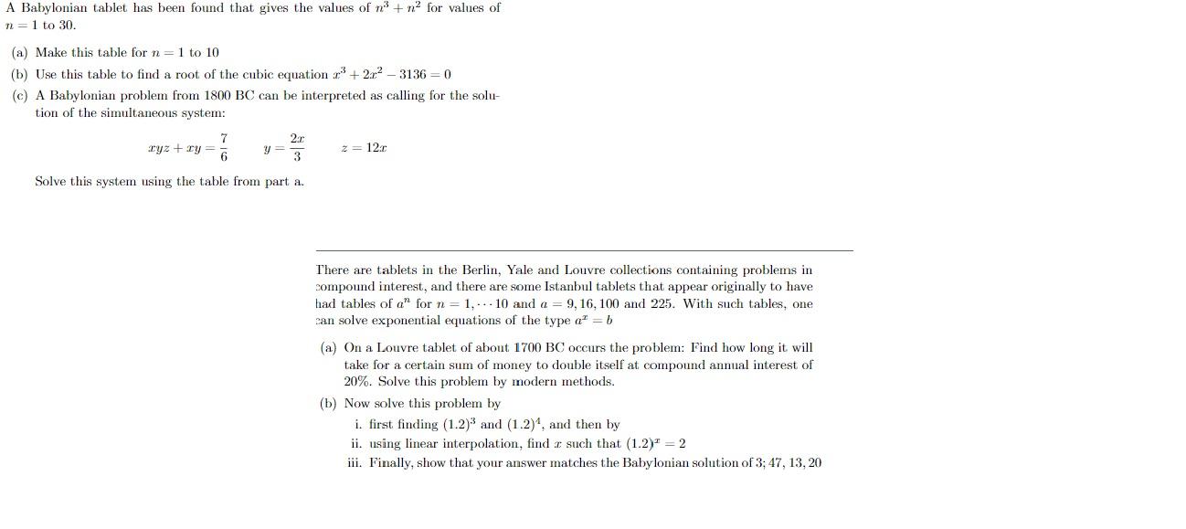 Solved A Babylonian tablet has been found that gives the | Chegg.com