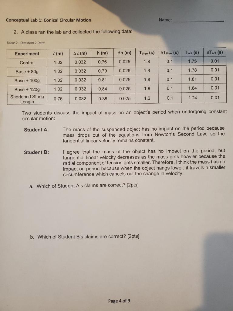 Solved Conceptual Lab 1: Conical Circular Motion Name: 2. A | Chegg.com