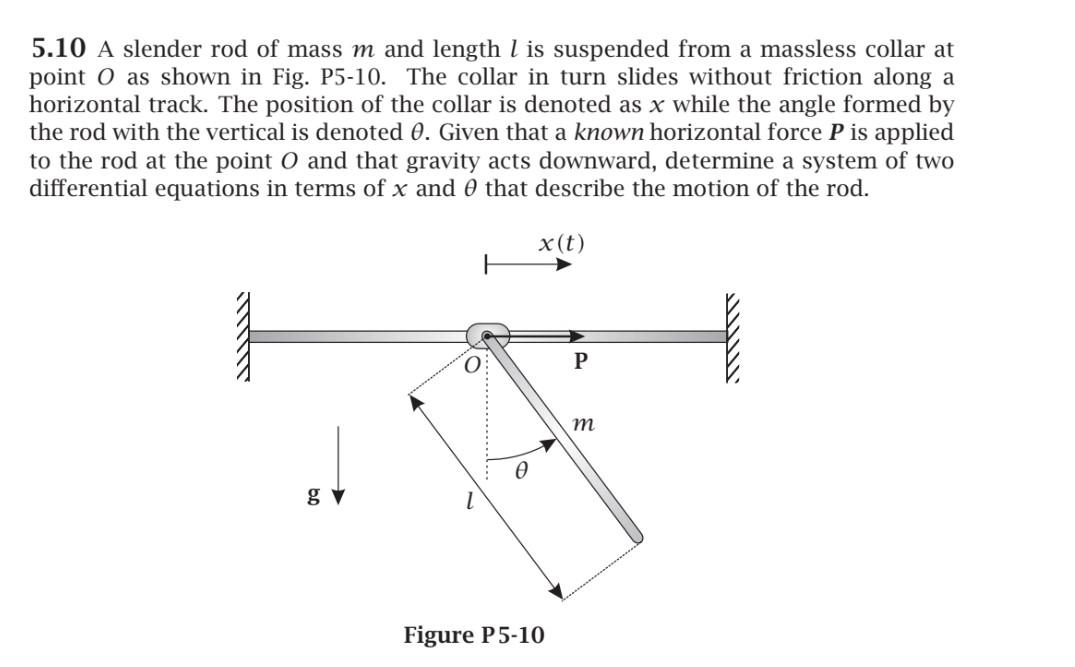 Solved 5.10 A slender rod of mass m and length l is | Chegg.com