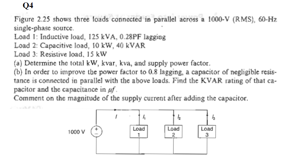 Solved Q4 Figure 2.25 shows three loads connected in | Chegg.com