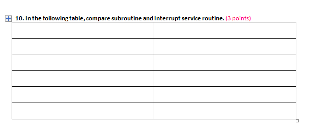 Solved # 10. In the following table, compare subroutine and | Chegg.com