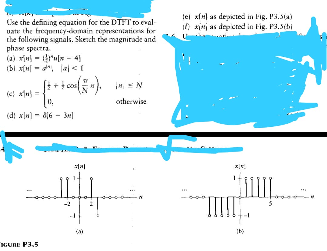 Solved (e) x[n] as depicted in Fig. P3.5(a) (f) x[n] as | Chegg.com