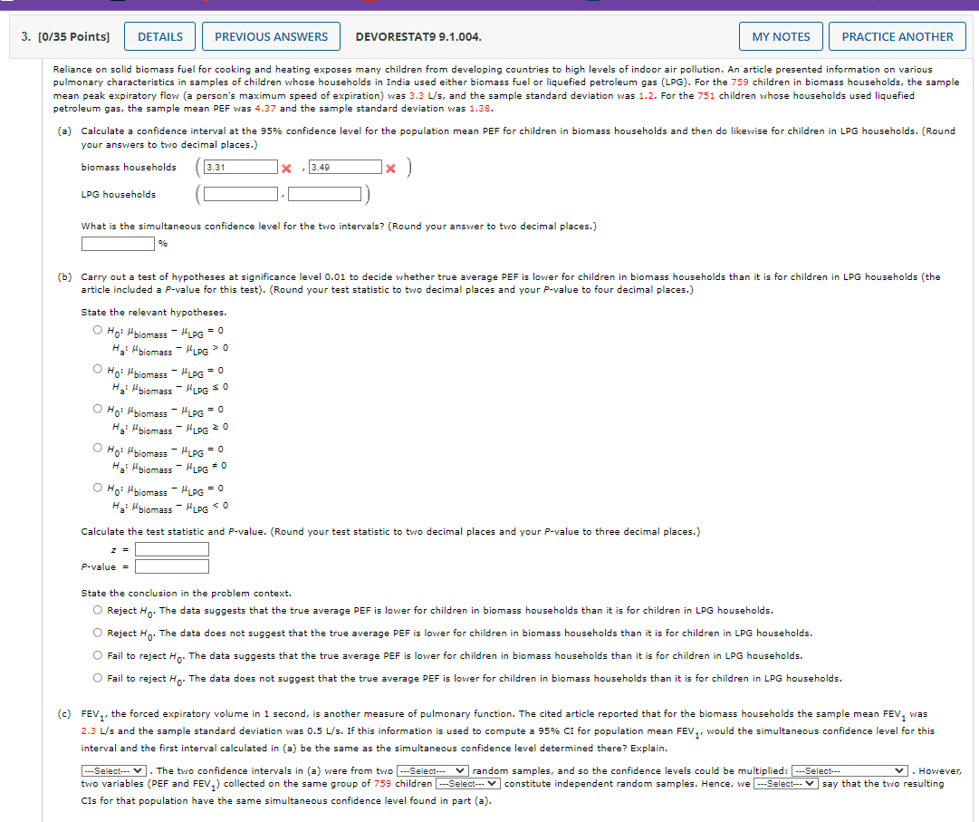 Solved 3. [0/35 Points] DETAILS PREVIOUS ANSWERS DEVORESTAT9 | Chegg.com