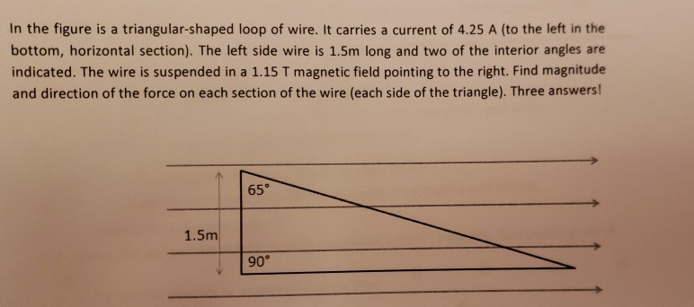 Solved In the figure is a triangular-shaped loop of wire. It | Chegg.com
