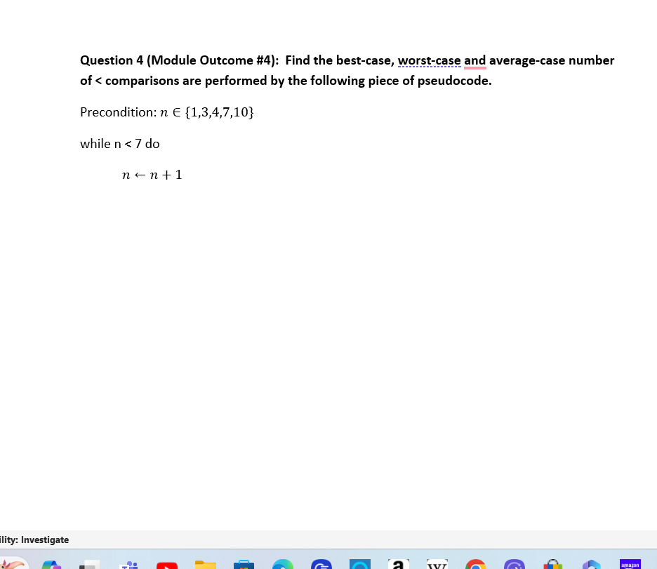 Solved Question 4 (Module Outcome #4): Find the best-case, | Chegg.com