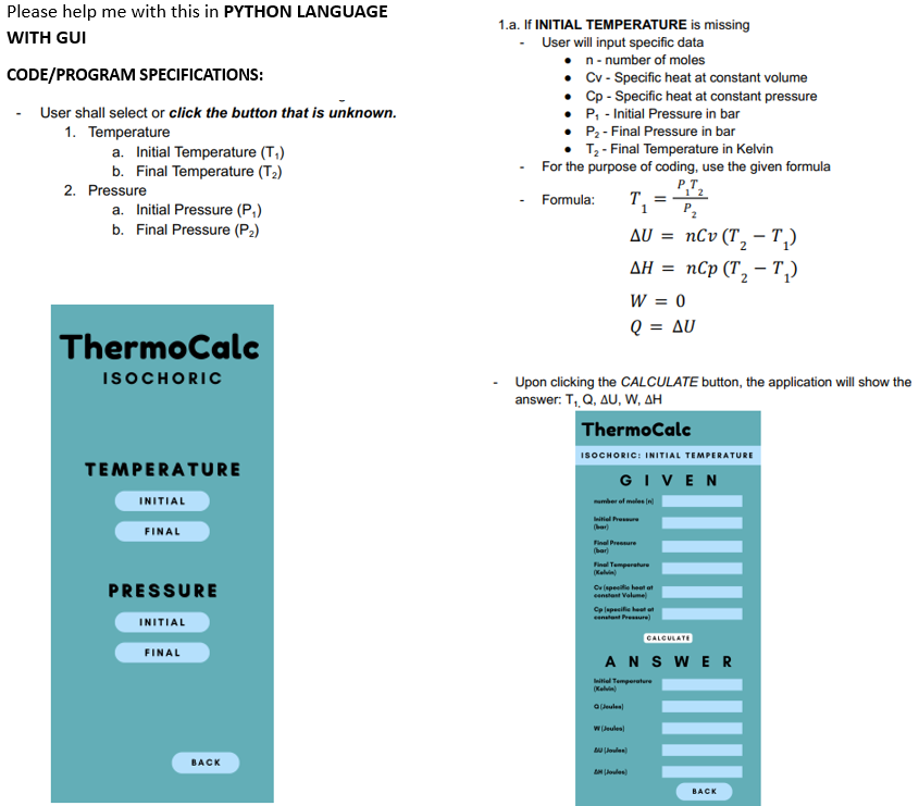 Solved Please help me with this in PYTHON LANGUAGE WITH GUI | Chegg.com