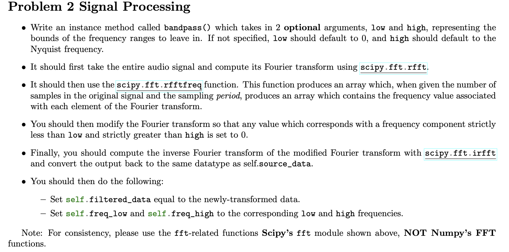 Solved Problem 1 Signal Processing Class Create a new file | Chegg.com