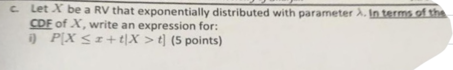 Solved c. Let X be a RV that exponentially distributed with | Chegg.com