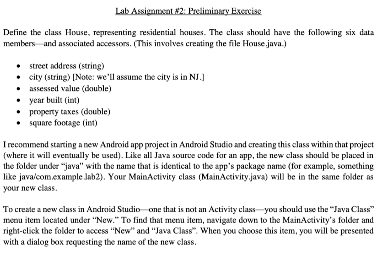 Solved Lab Assignment #2: Preliminary Exercise Define the | Chegg.com