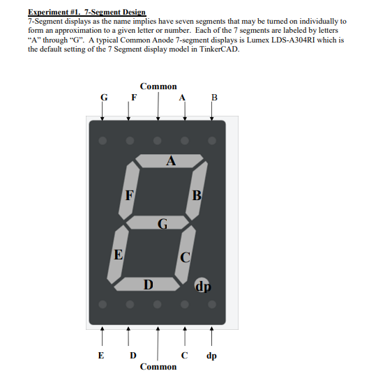 Experiment #1. 7-Segment Desien 7-Segment displays as | Chegg.com