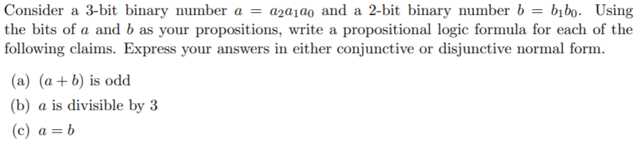 Consider a 3-bit binary number a = a2a1a0 and a 2-bit | Chegg.com