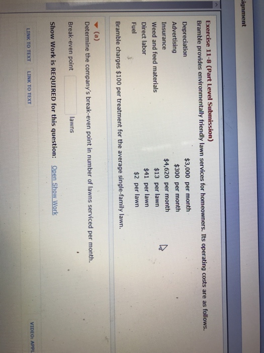 Solved ignment Exercise 11-8 (Part Level Submission) Bram | Chegg.com