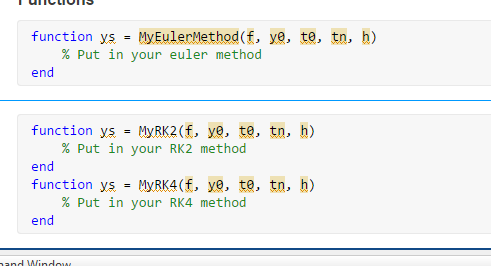 Solved 1. Write Matlab functions MyEulerMethod, MyRK2, MyRK4 | Chegg.com