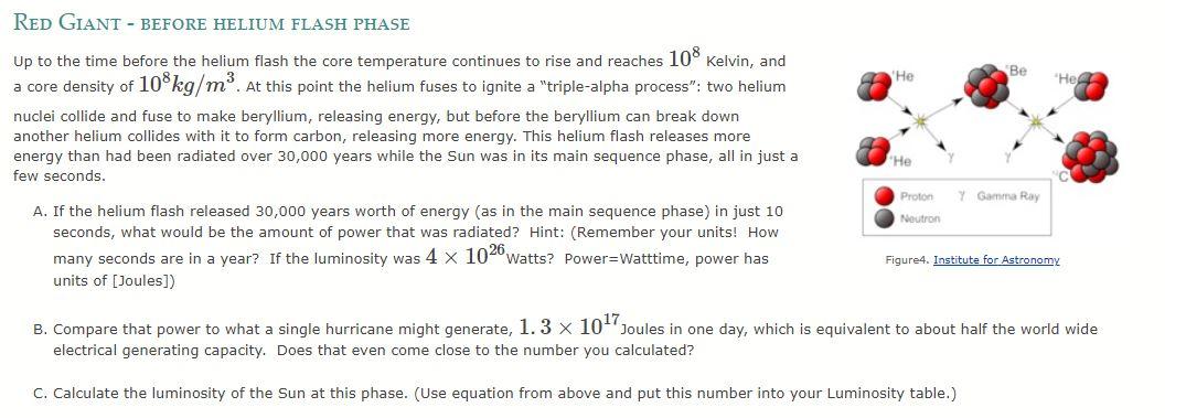 Solved 6. Red Giant (before helium flash)RED GIANT - BEFORE | Chegg.com