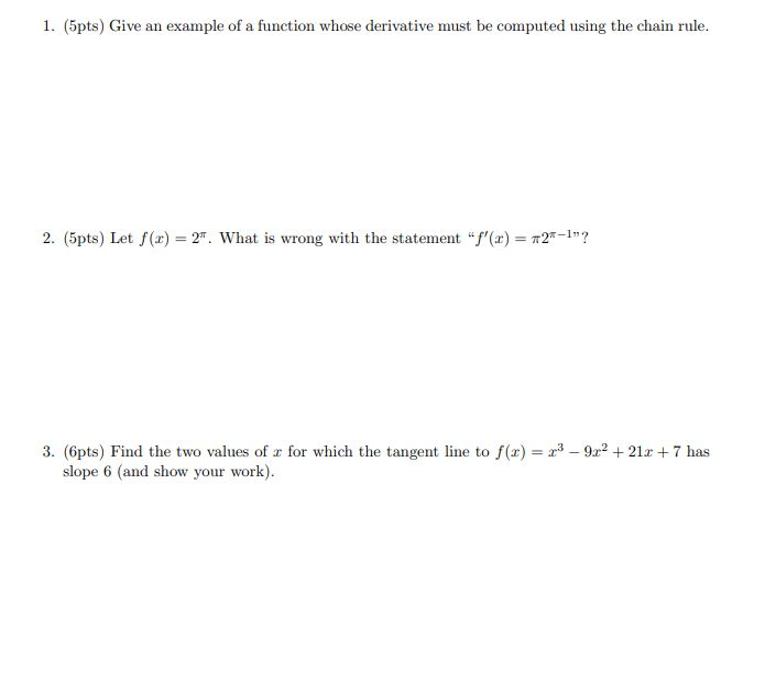 Solved example of a function whose derivative must | Chegg.com