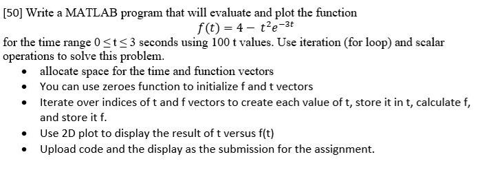 Solved [50] Write a MATLAB program that will evaluate and | Chegg.com