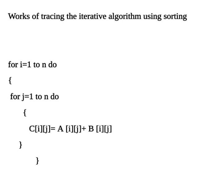 Works of tracing the iterative algorithm using | Chegg.com