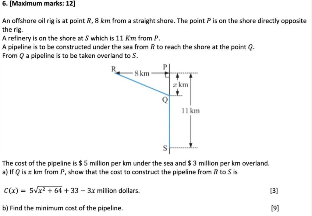 Solved 6. [Maximum marks: 12] An offshore oil rig is at | Chegg.com