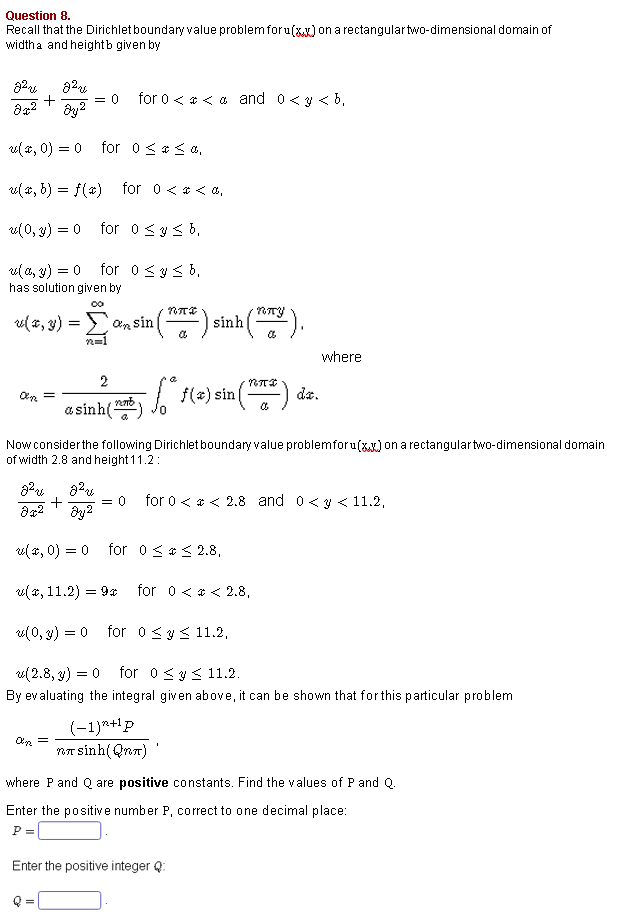 Solved Question 8. Recall that the Dirichlet boundary value | Chegg.com